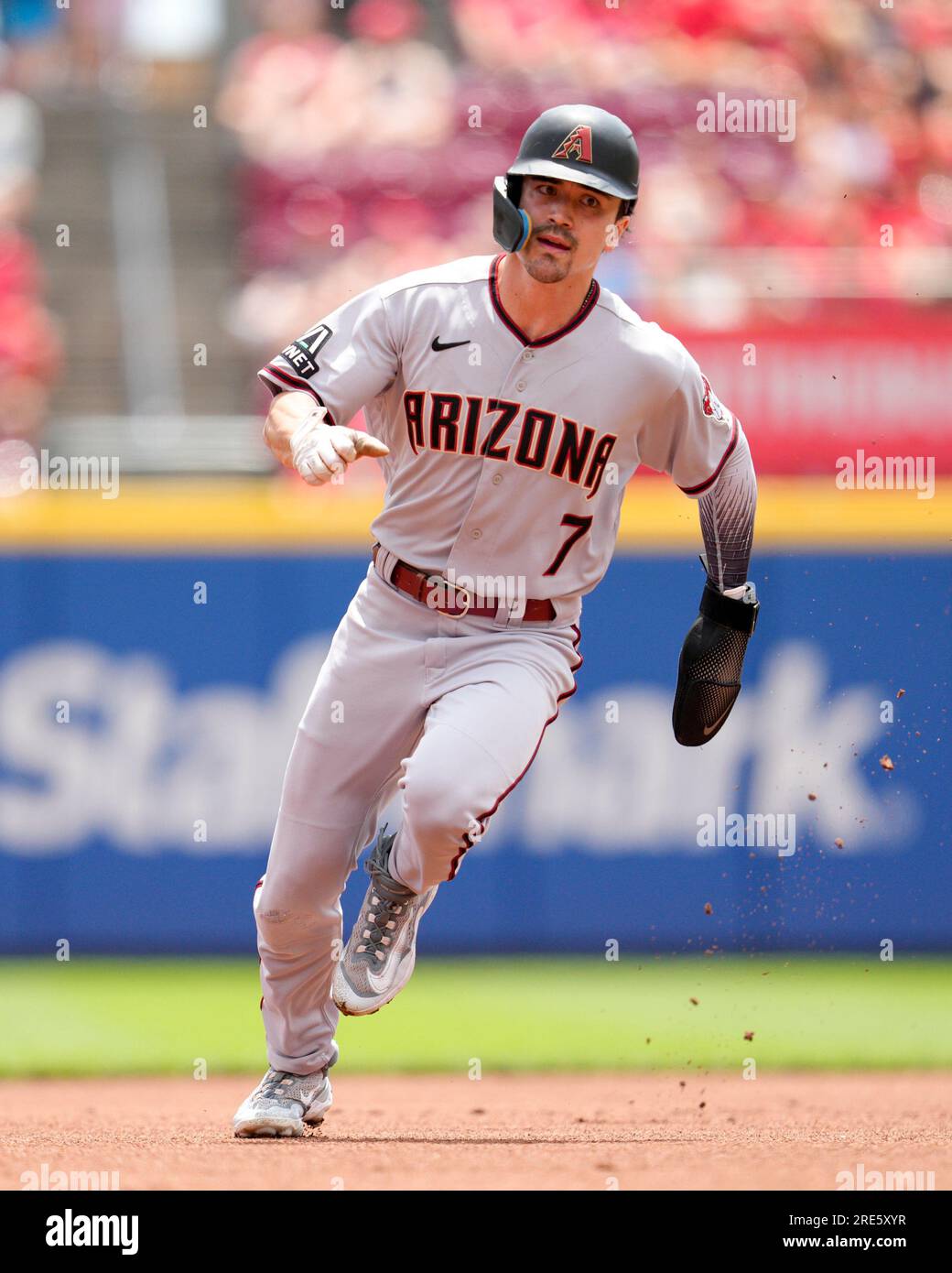 Arizona Diamondbacks' Corbin Carroll (7) rounds the bases during a baseball game against the ...