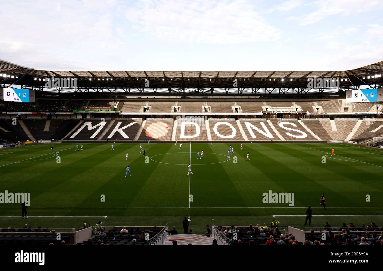 A general view of play during the pre-season friendly match at Stadium ...