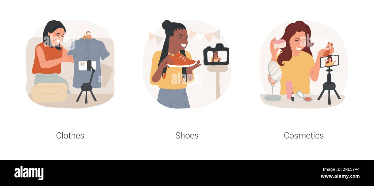 Social media review isolated cartoon vector illustration set. Teenage ...