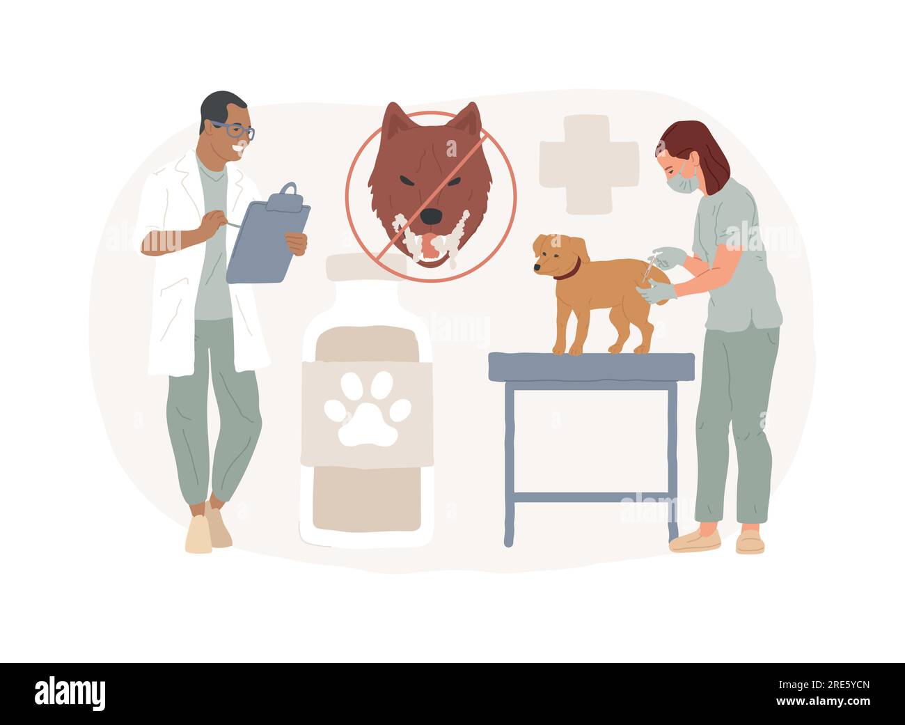 Rabies and your pet isolated concept vector illustration. Dogs rabies ...
