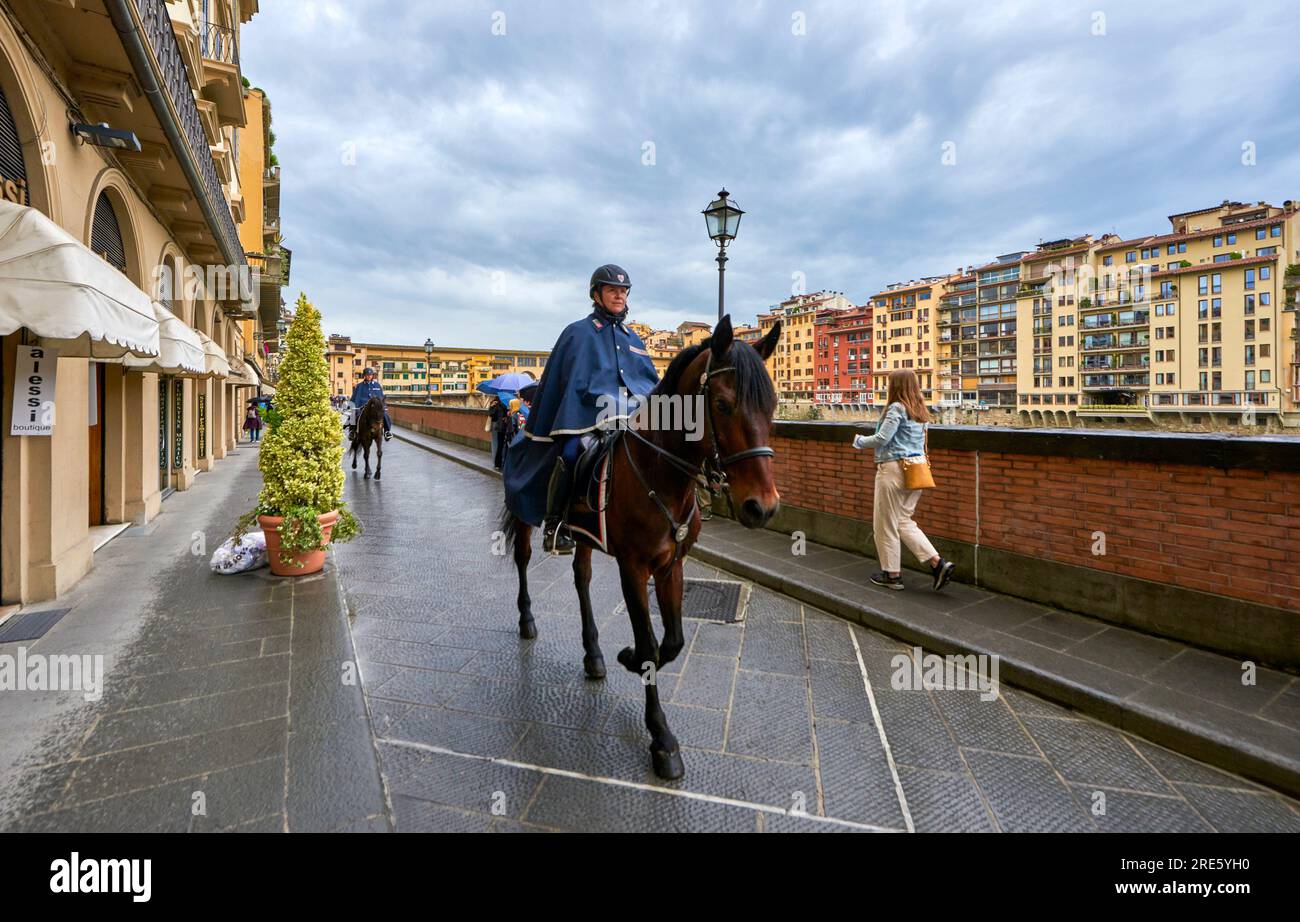 Hprse police on the city promenade, Florence Stock Photo - Alamy
