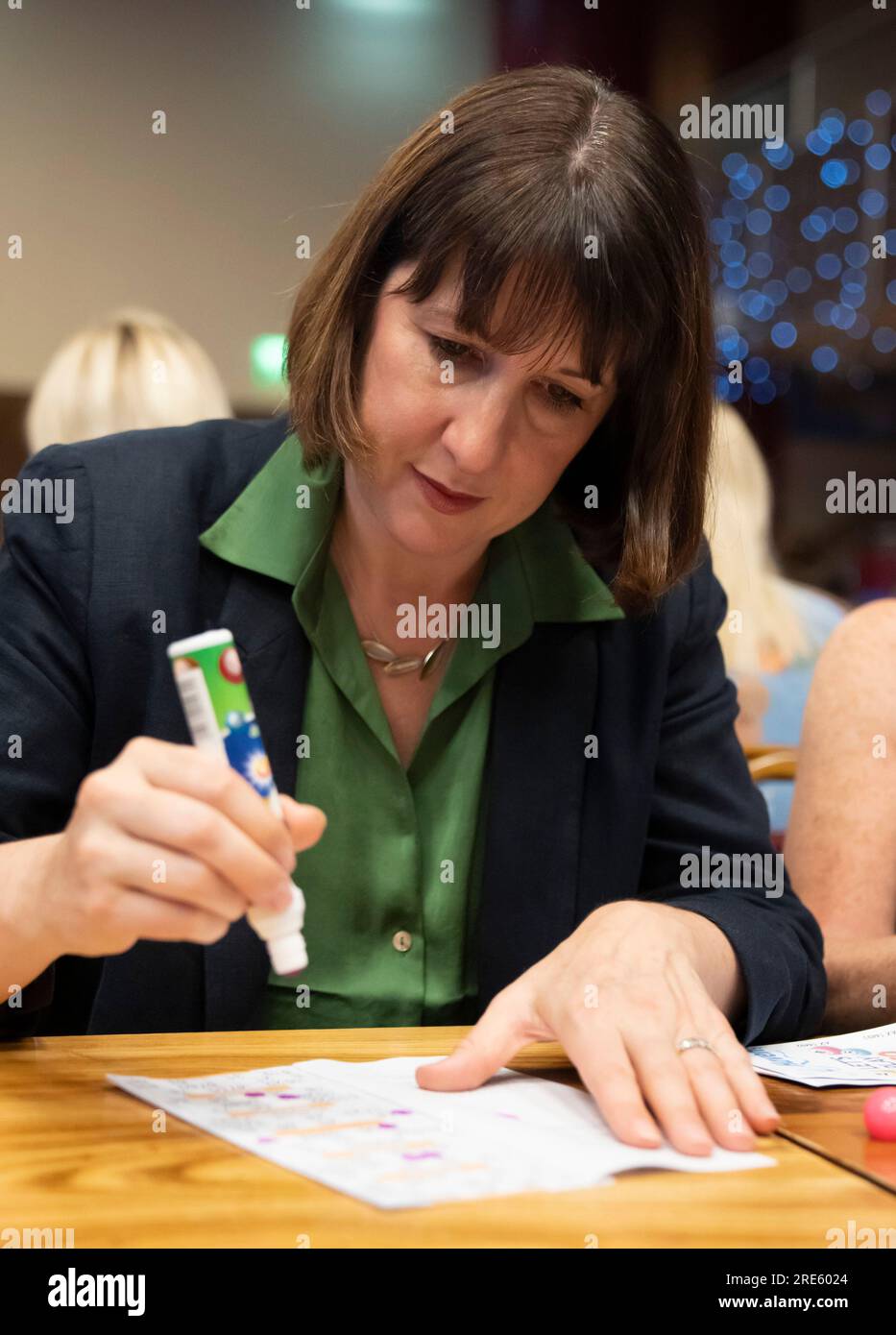Shadow chancellor Rachel Reeves plays bingo during a visit to Haven ...