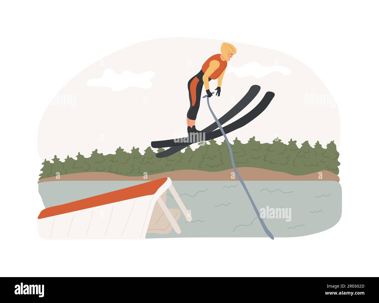 Water skiing isolated concept vector illustration. Water park, wakespot ...