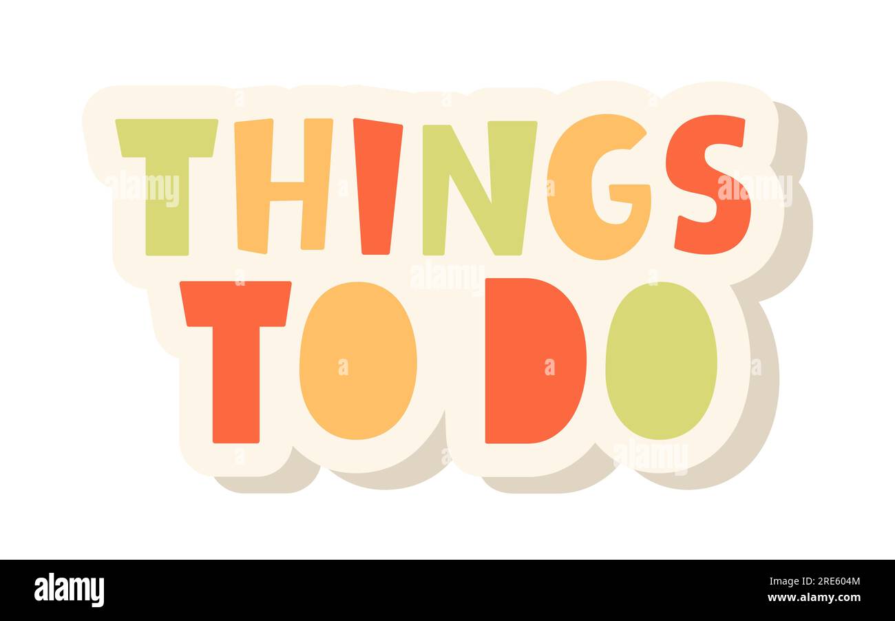 Things To Do Sticker Hand Lettering Word Vector Stock Vector Image ...