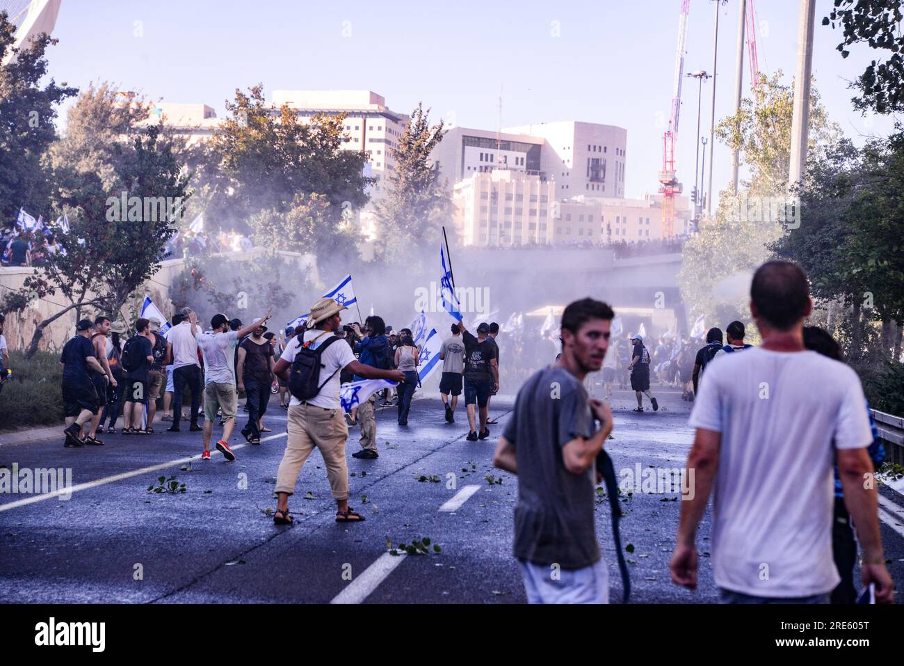 Israel 24th July 2023 Israeli Police Water Cannon Sprays Protestors