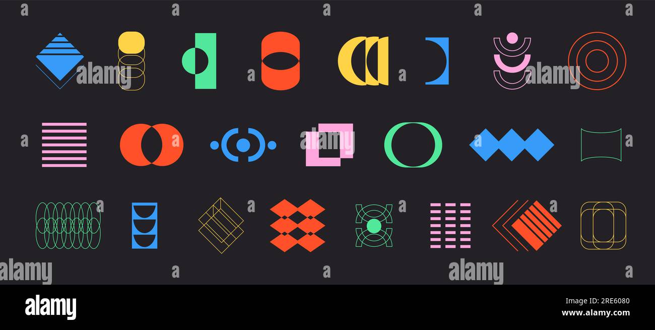 Retro Bauhaus abstract geometric shapes collection Stock Vector Image ...