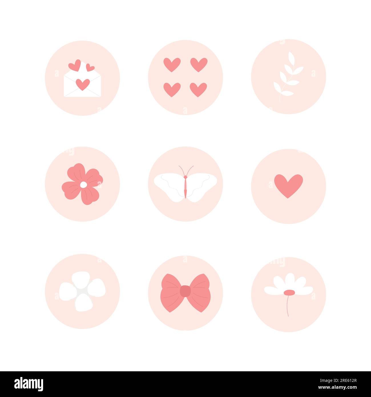 Vector set of cute highlights icons in pink color Stock Vector Image ...