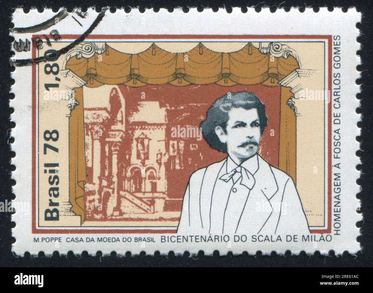 BRAZIL - CIRCA 1978: stamp printed by Brazil, shows La Scala Stage and ...