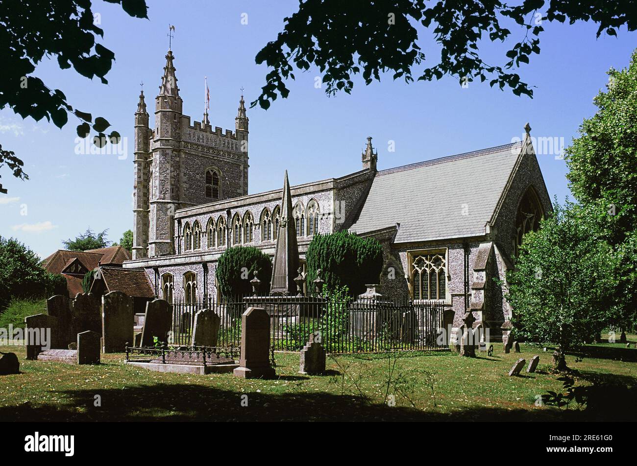 The historic heavily restored church of St Mary and All Saints at ...