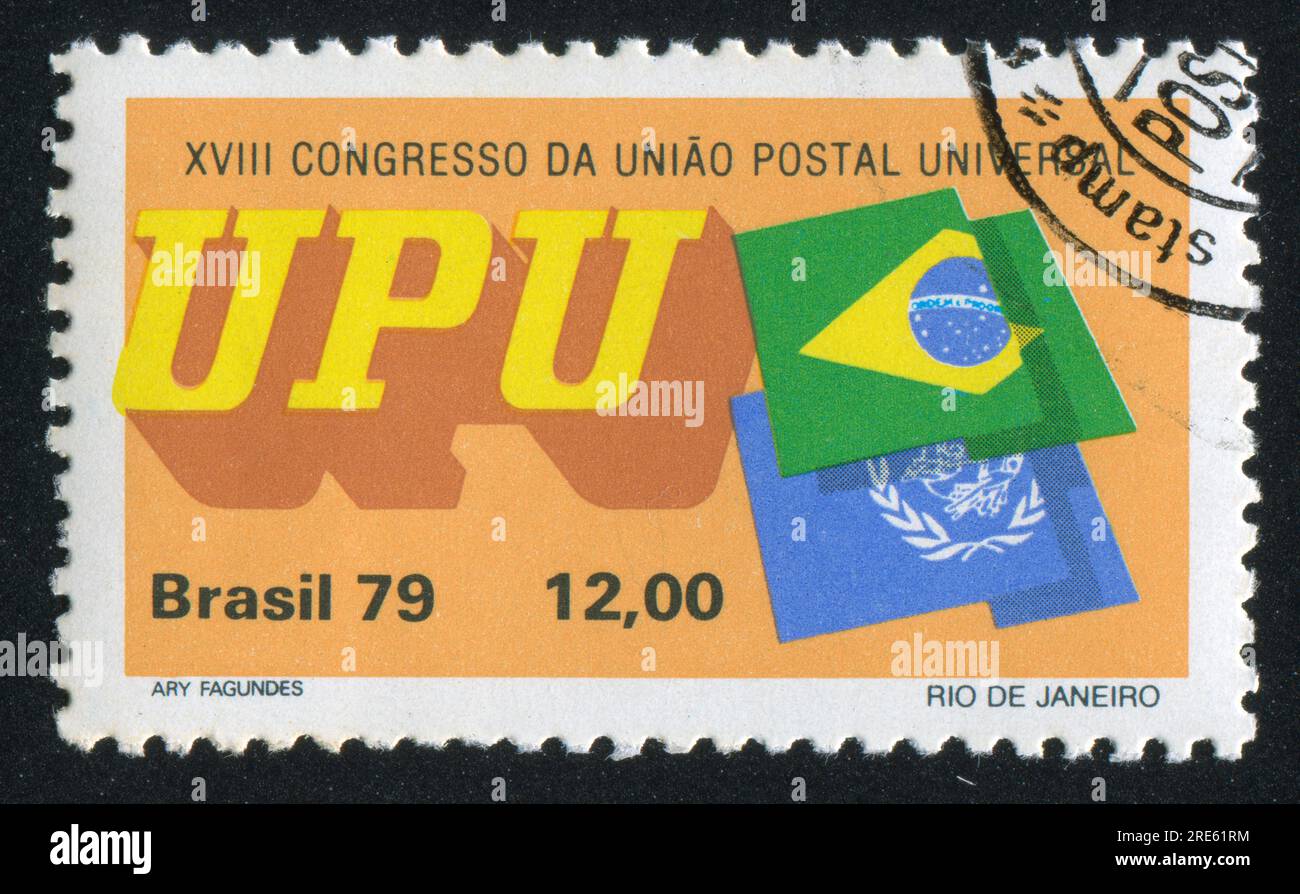 BRAZIL - CIRCA 1979: stamp printed by Brazil, shows UPU Emblem, circa ...