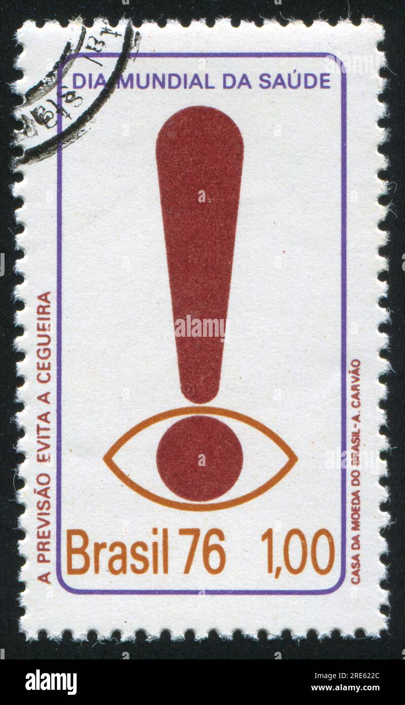 BRAZIL - CIRCA 1976: stamp printed by Brazil, shows Eye and Exclamation ...