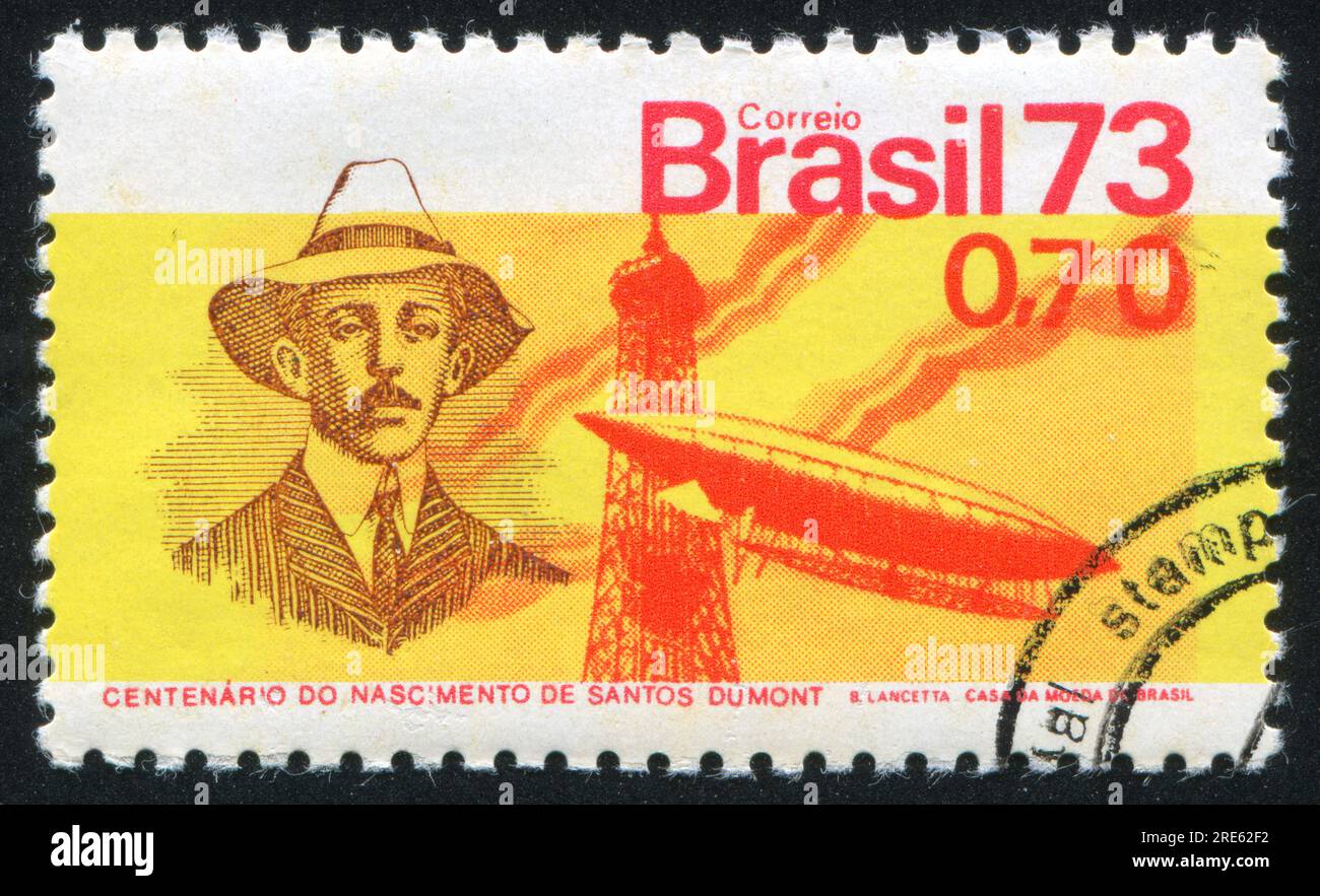 BRAZIL - CIRCA 1973: stamp printed by Brazil, shows Santos Dumont ...