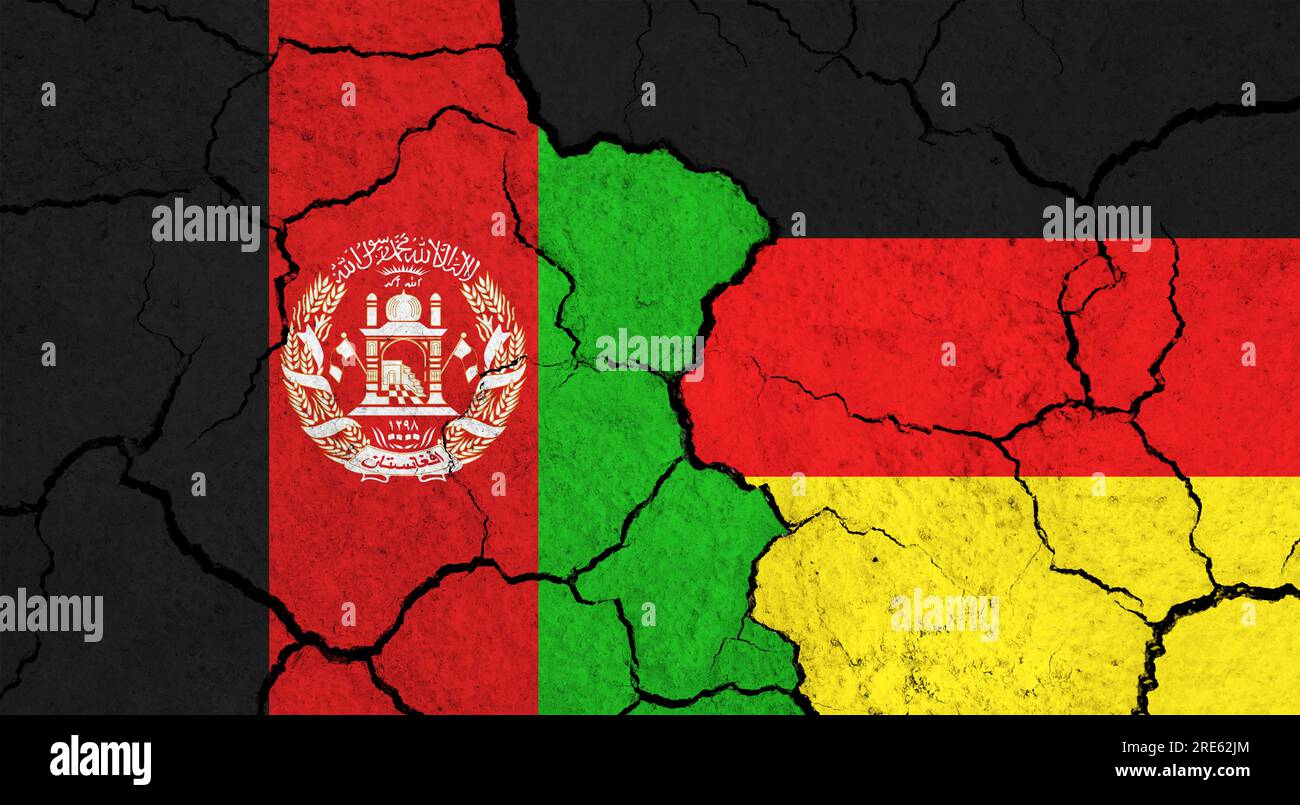 Flags of Afghanistan and Germany on cracked surface - politics ...