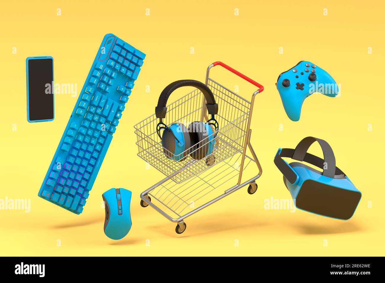 Gamer gears like mouse, keyboard, joystick, headset, VR and shopping ...