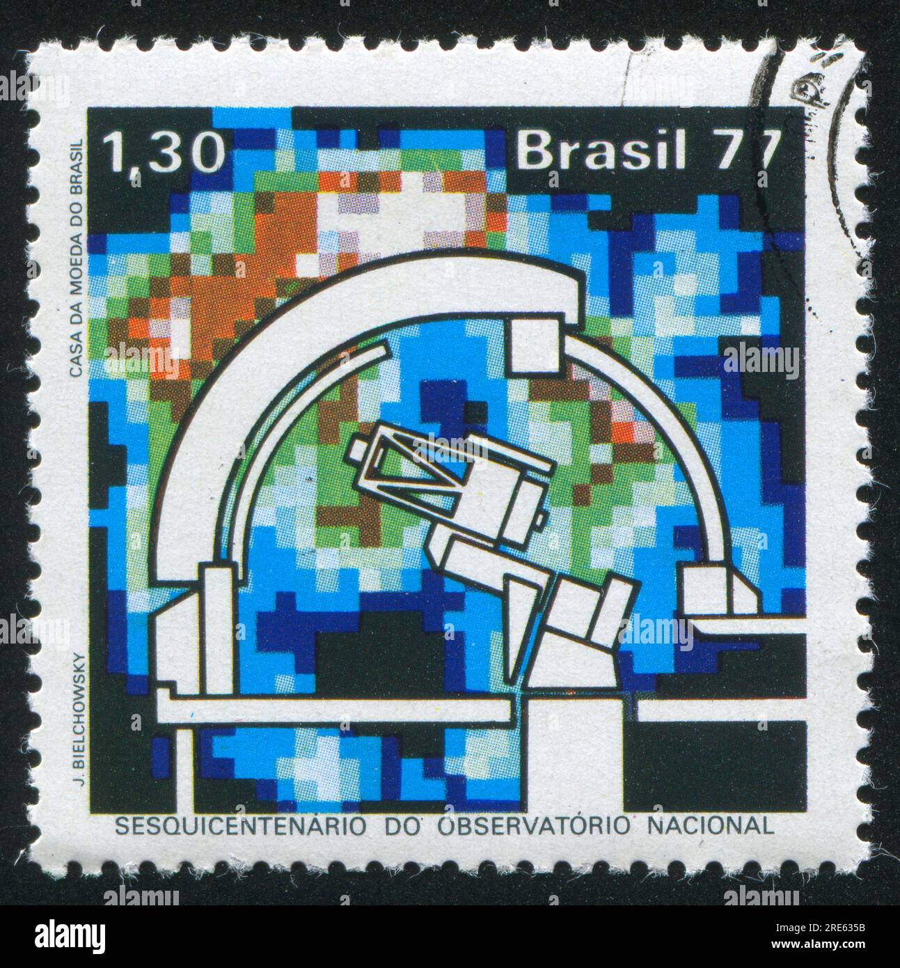 BRAZIL - CIRCA 1977: stamp printed by Brazil, shows Dome and Telescope ...