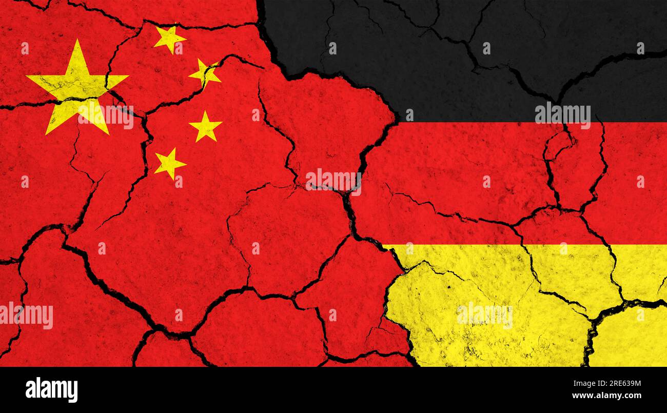 Flags of China and Germany on cracked surface - politics, relationship ...