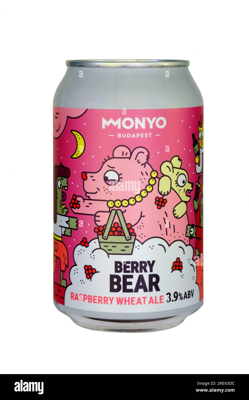 can of monyo berry bear raspberry wheat ale cut out on white background ...