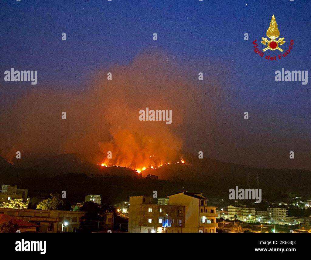 This picture released by the Italian firefighters shows wildfires in ...