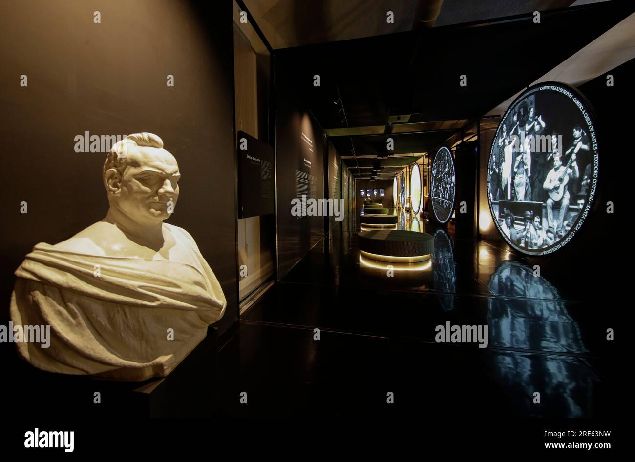 Naples, Italy. 19th July, 2023. A statue is displayed in a vitrine in ...