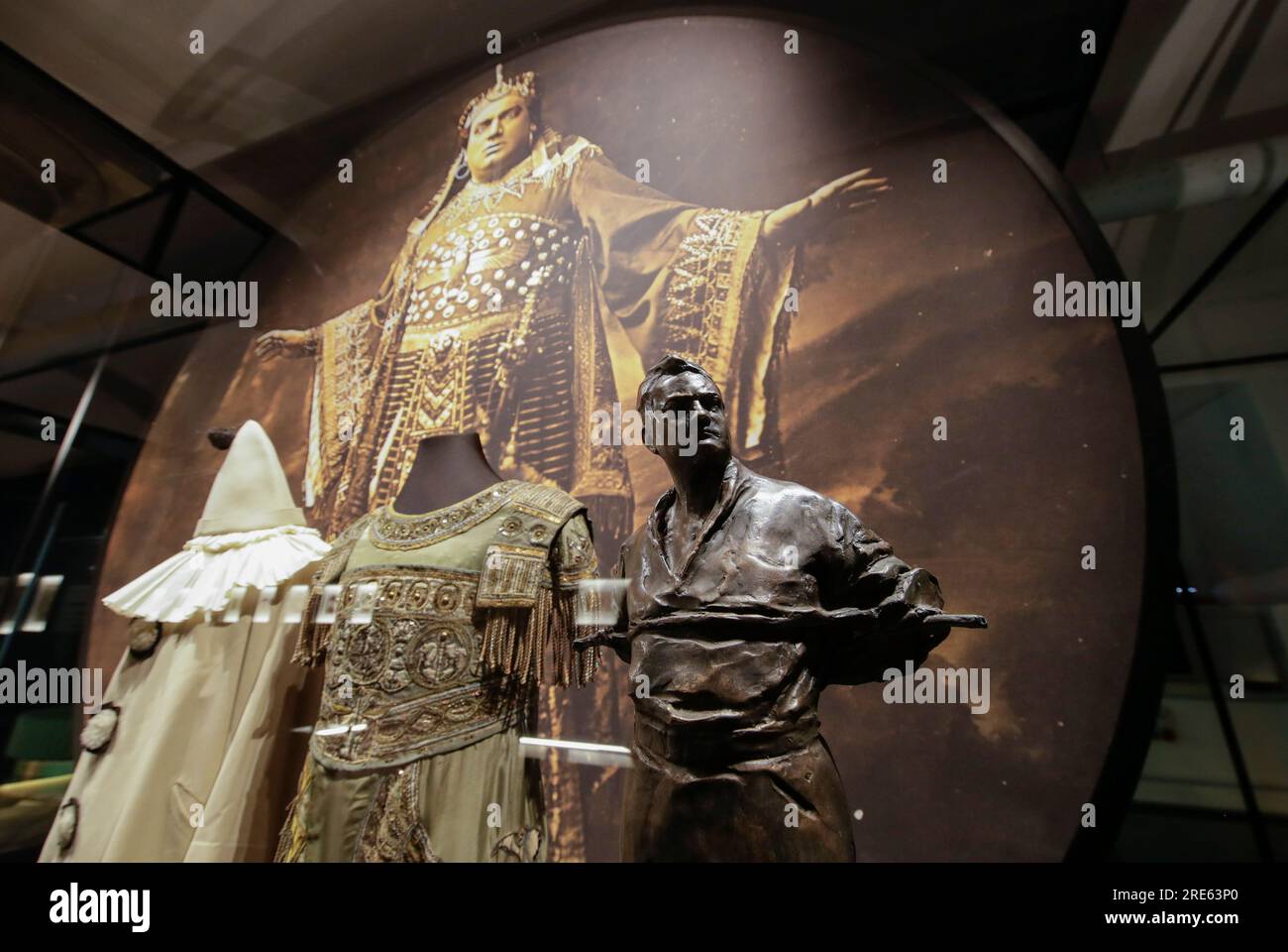 Naples, Italy. 19th July, 2023. A statue and stage costumes are ...
