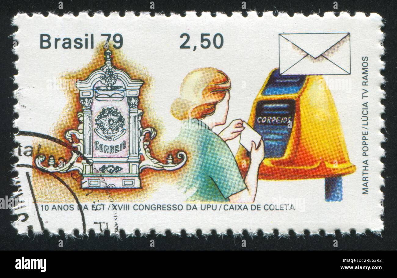 BRAZIL - CIRCA 1979: stamp printed by Brazil, shows Old and new mail ...