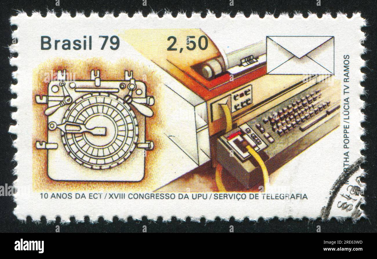 BRAZIL - CIRCA 1979: stamp printed by Brazil, shows Telegraph and telex ...