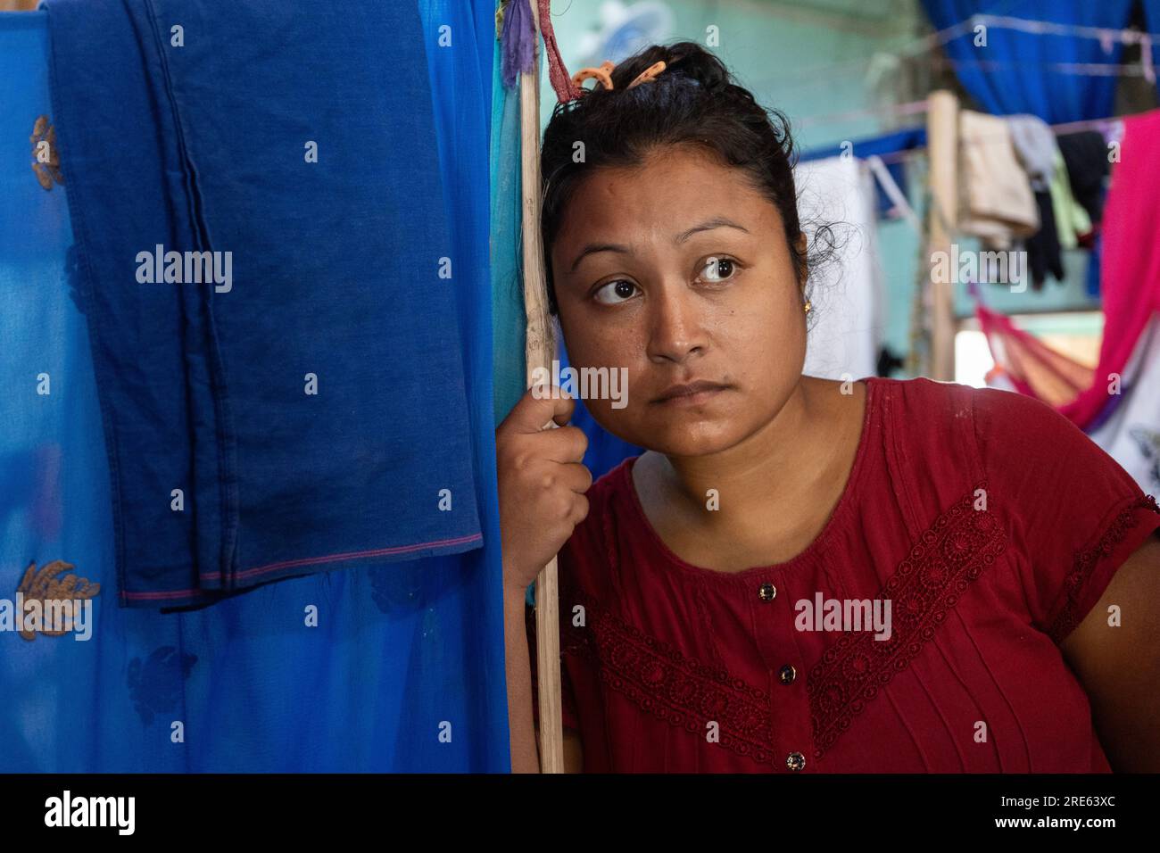 Meitei community man stays in a makeshift shelter after a mob burn ...