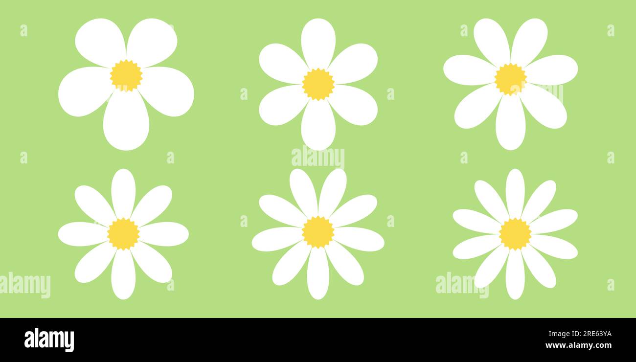 Set white daisy icons isolated, chamomile icon. Flat design Stock ...