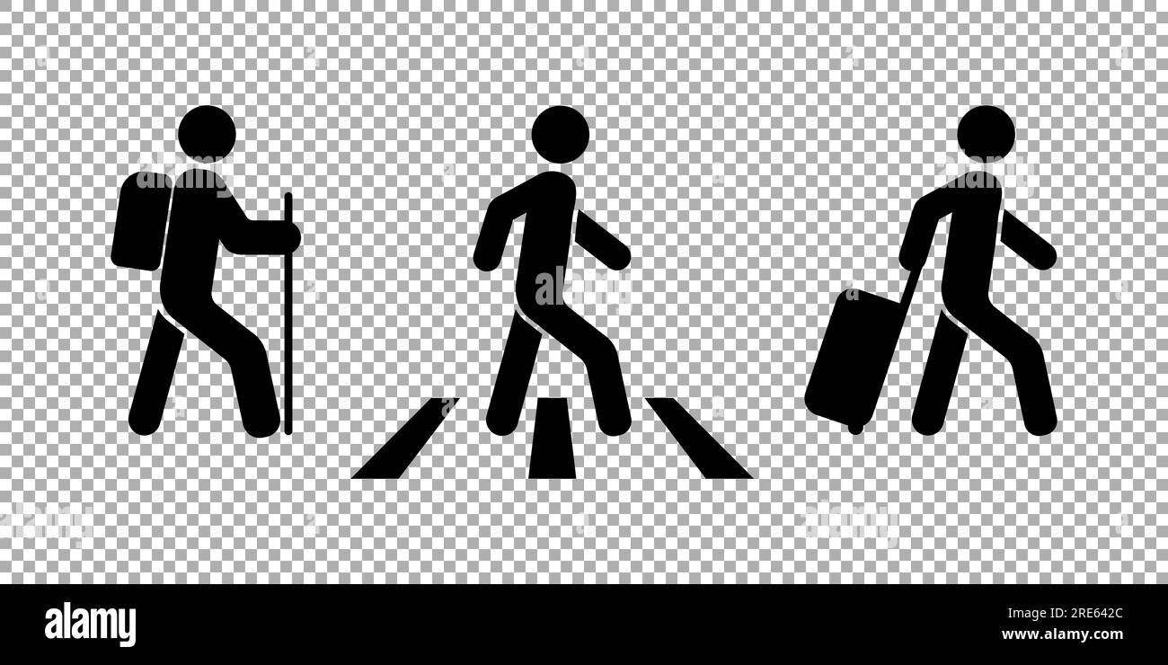 People icon. Tourist, pedestrian, traveler isolated on white background ...