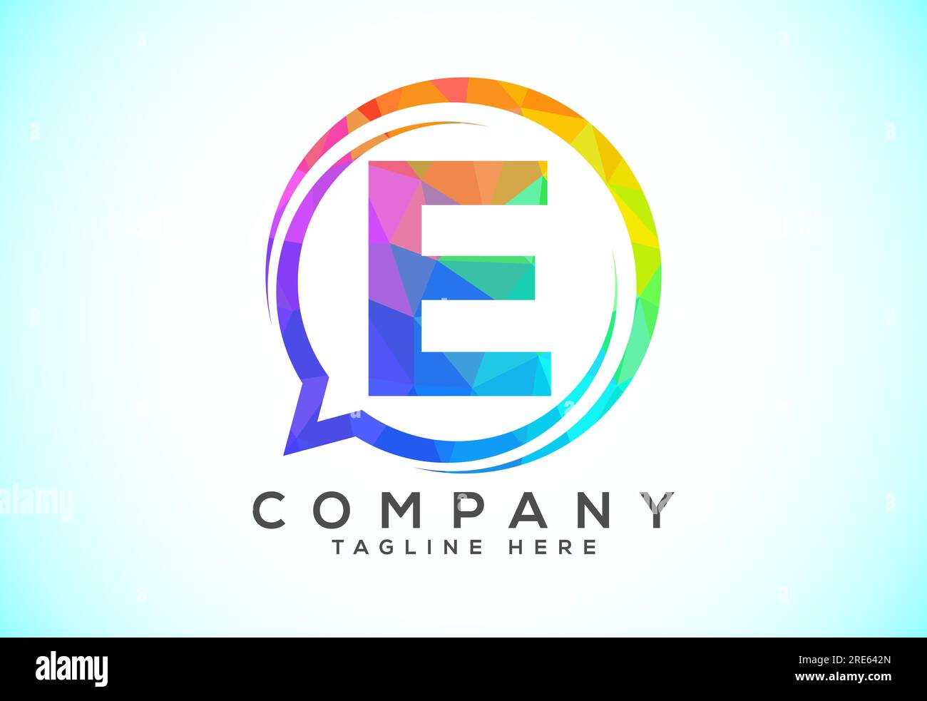Low poly English alphabet with a bubble chat icon. Talking chatting ...