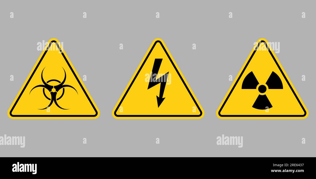 Hazard warning icons isolated. Vector illustration Stock Vector Image ...