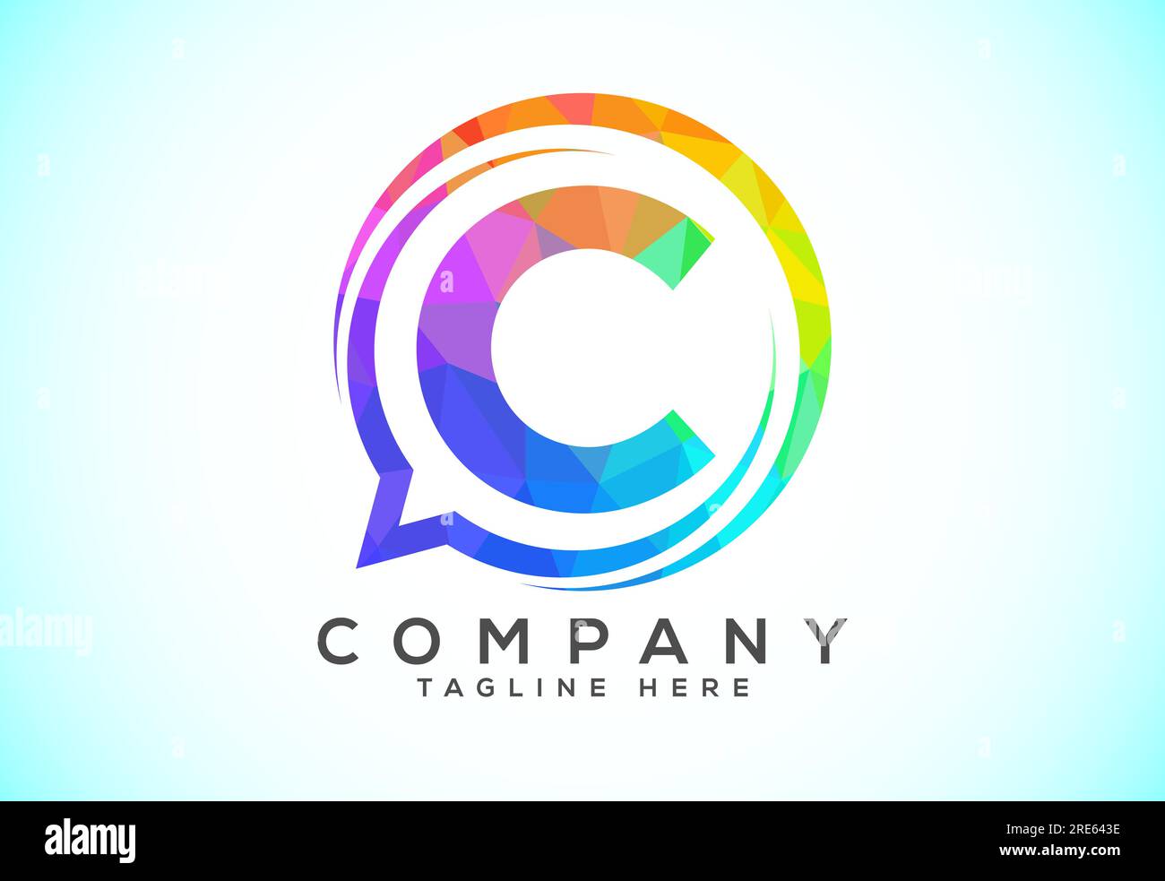 Low poly English alphabet with a bubble chat icon. Talking chatting ...