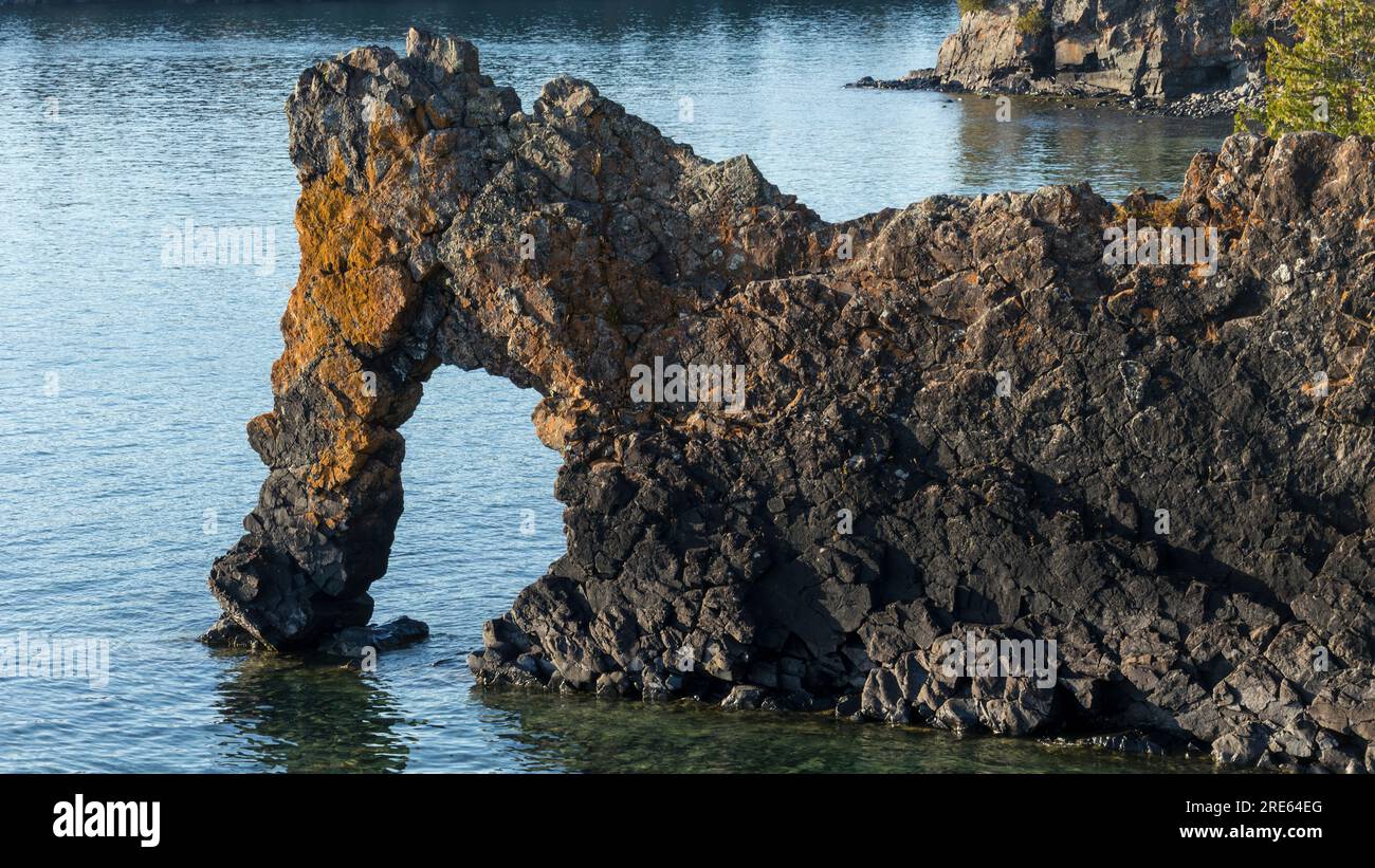 The Sea Lion, a natural arch on the shore of Lake Superior at Sleeping ...