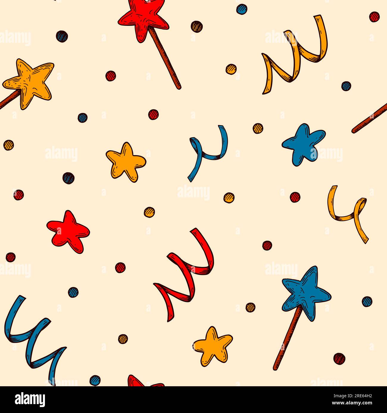 Carnival seamless pattern. Colorful hand drawn background in sketch ...