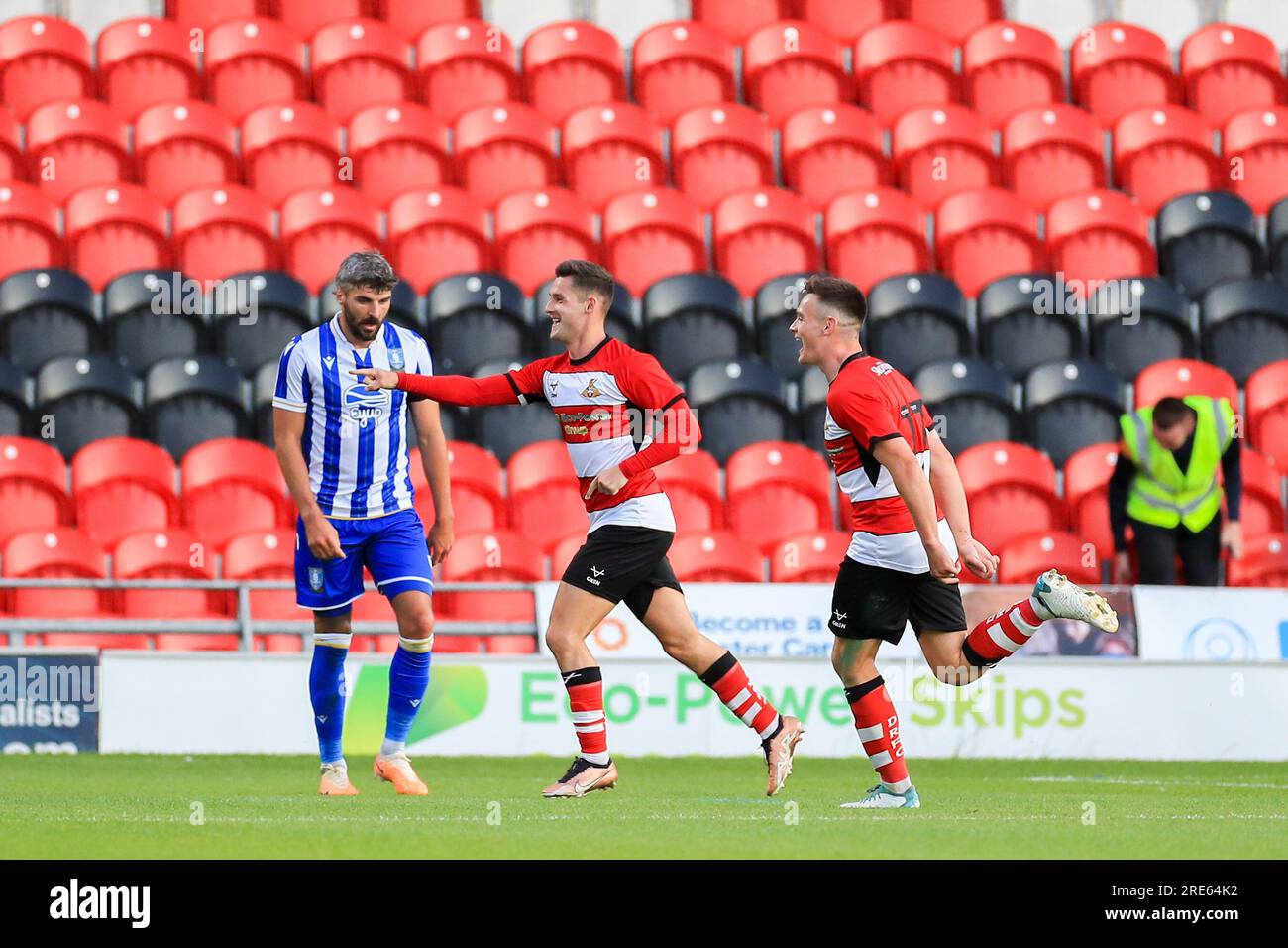 Doncaster, UK. 25th July, 2023. Doncaster Rovers midfielder Luke ...