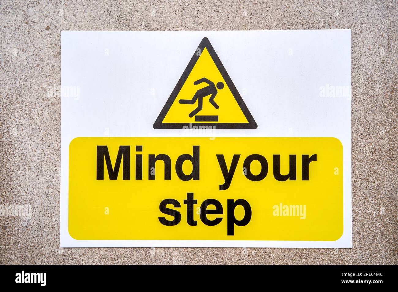 Mind your step hazard warning sign Stock Photo - Alamy