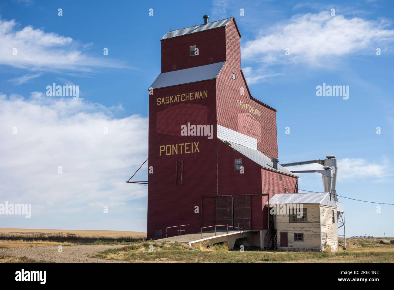 The Pontiex grain elevator on the prairie in Saskatchewan, Canada Stock ...