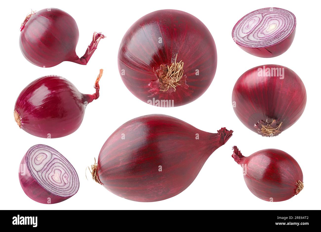 Collection of red onions isolated on white background Stock Photo - Alamy