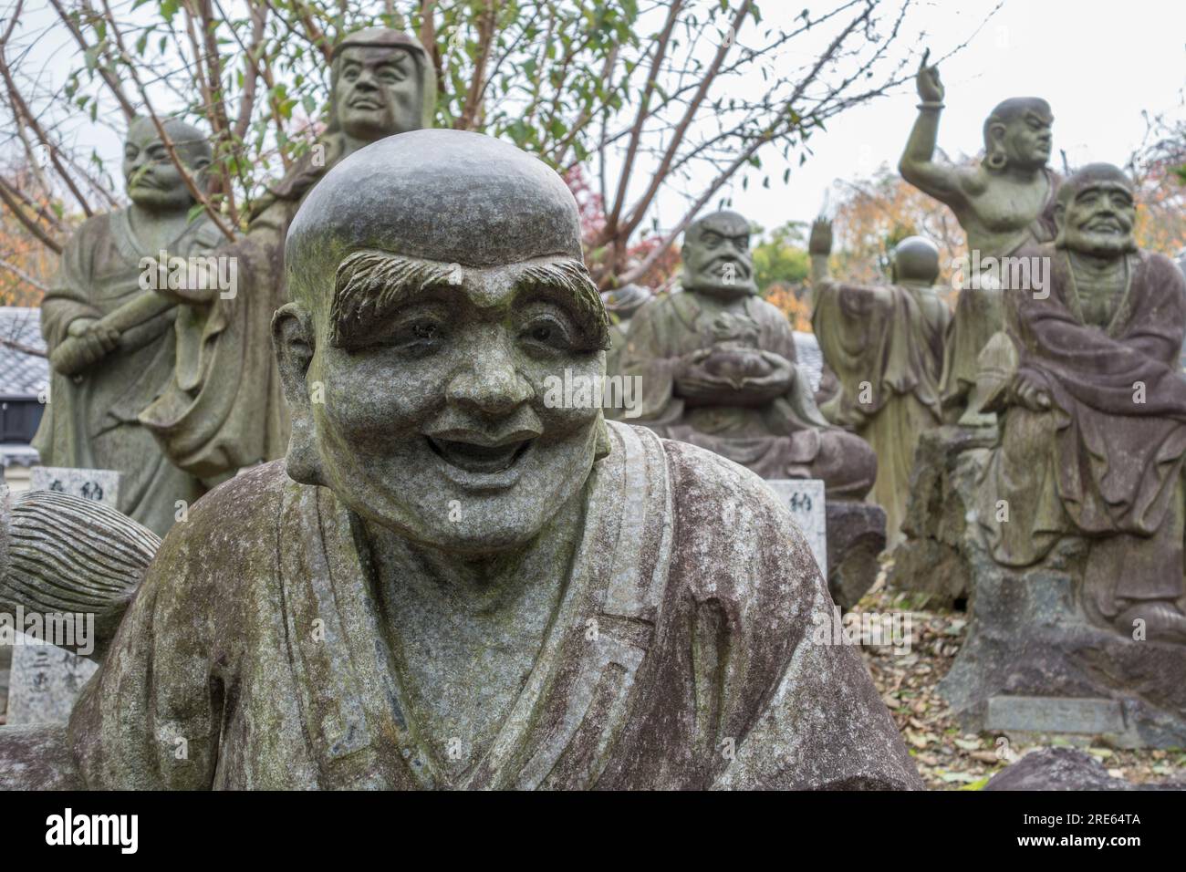 Statues of famous Buddhists in Arashiyama, Kyoto, Japan Stock Photo - Alamy