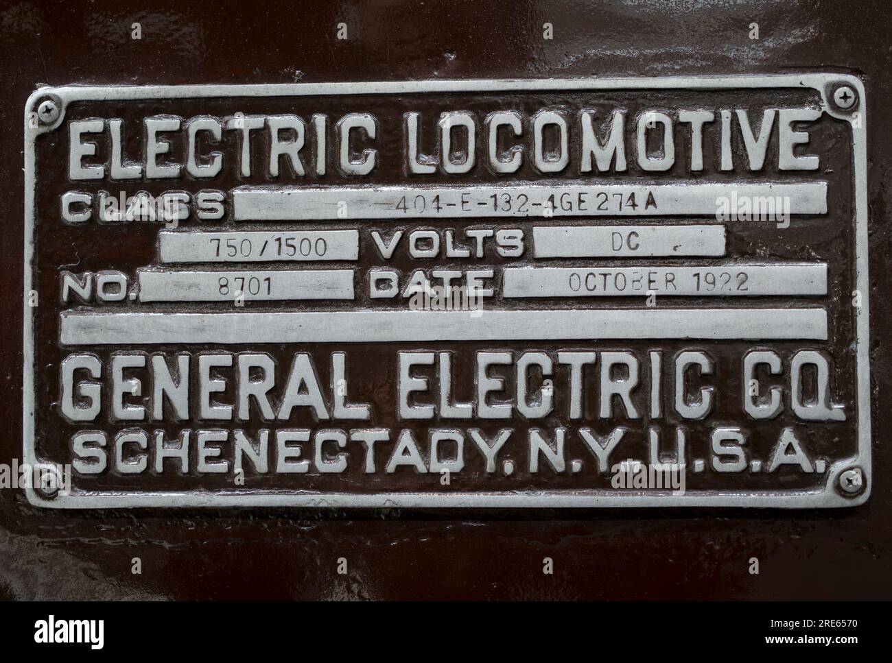 A General Electric builder plate on a locomotive at SCMaglev and ...