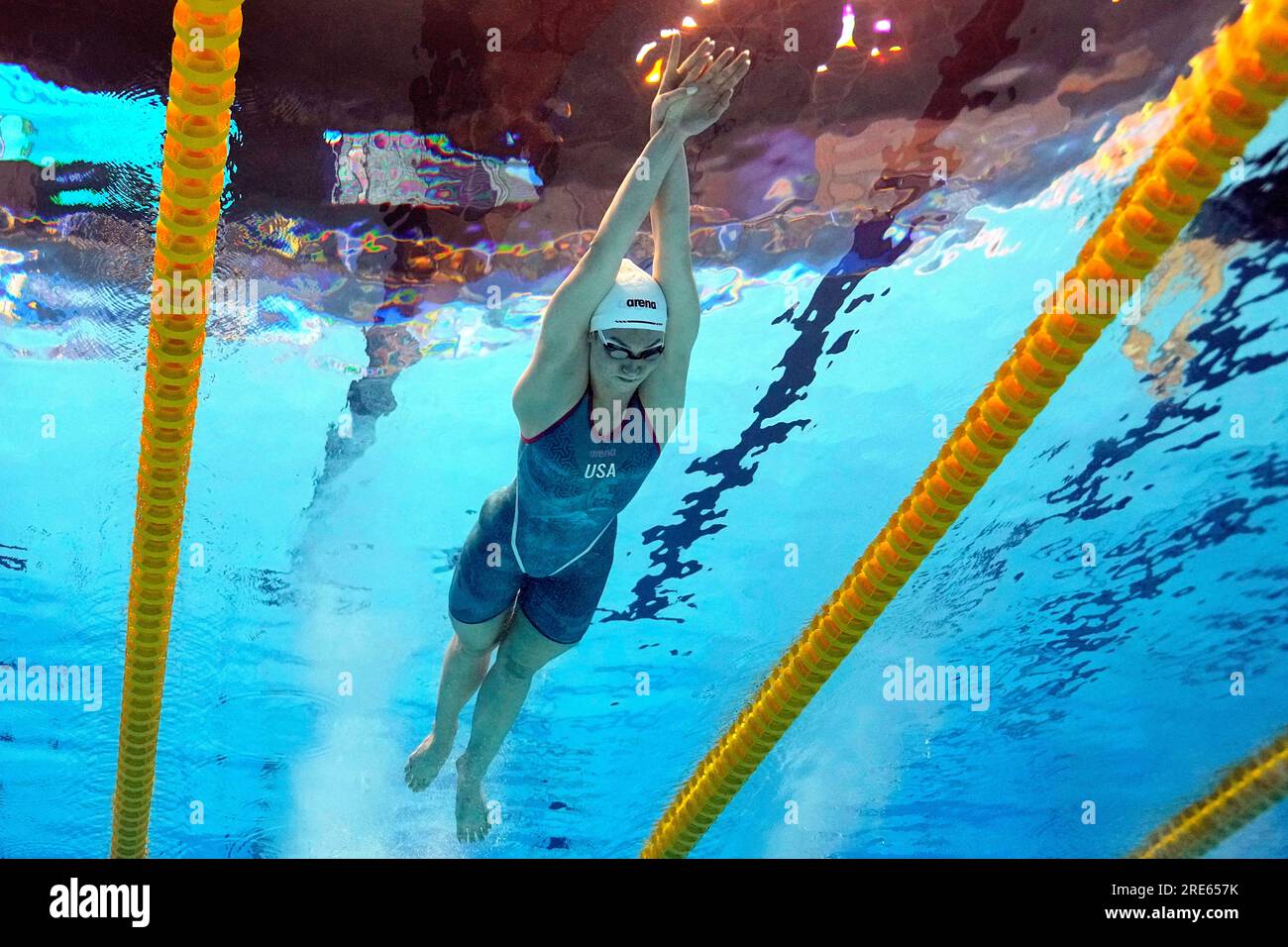 Alex Walsh, of the United States, competes in the women's 200m ...