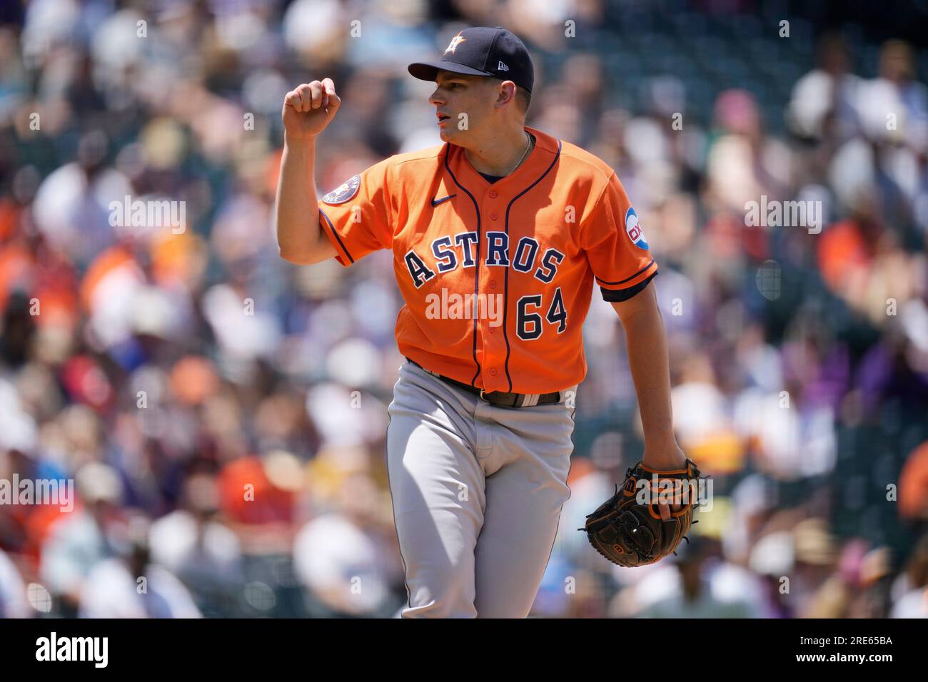 Houston Astros starting pitcher Brandon Bielak (64) in the first inning ...