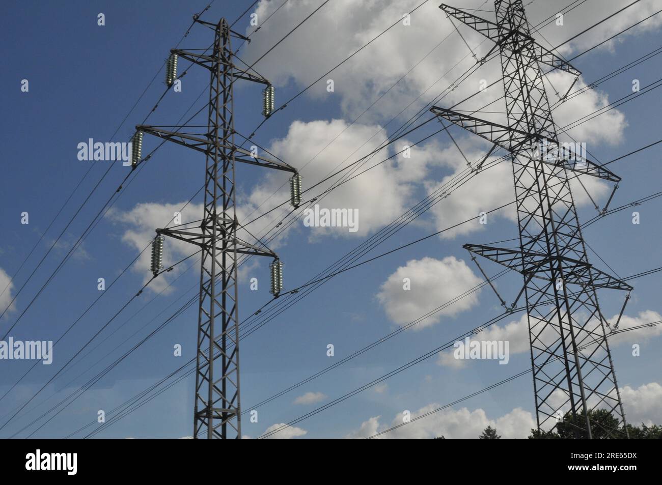 25 July 2023/Elecdtric powers poles in danish country side in Slangerup ...