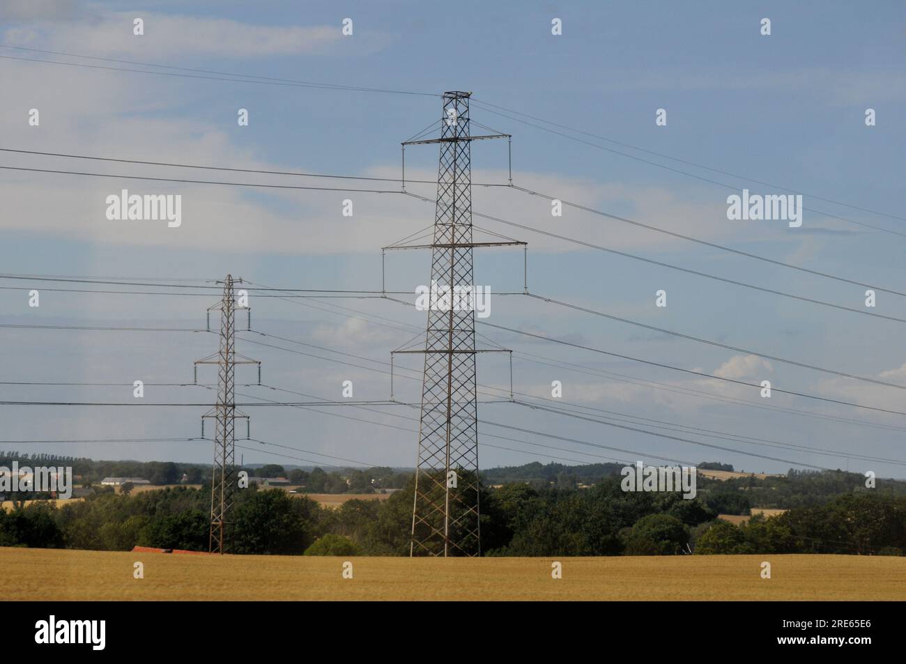 25 July 2023/Elecdtric powers poles in danish country side in Slangerup ...