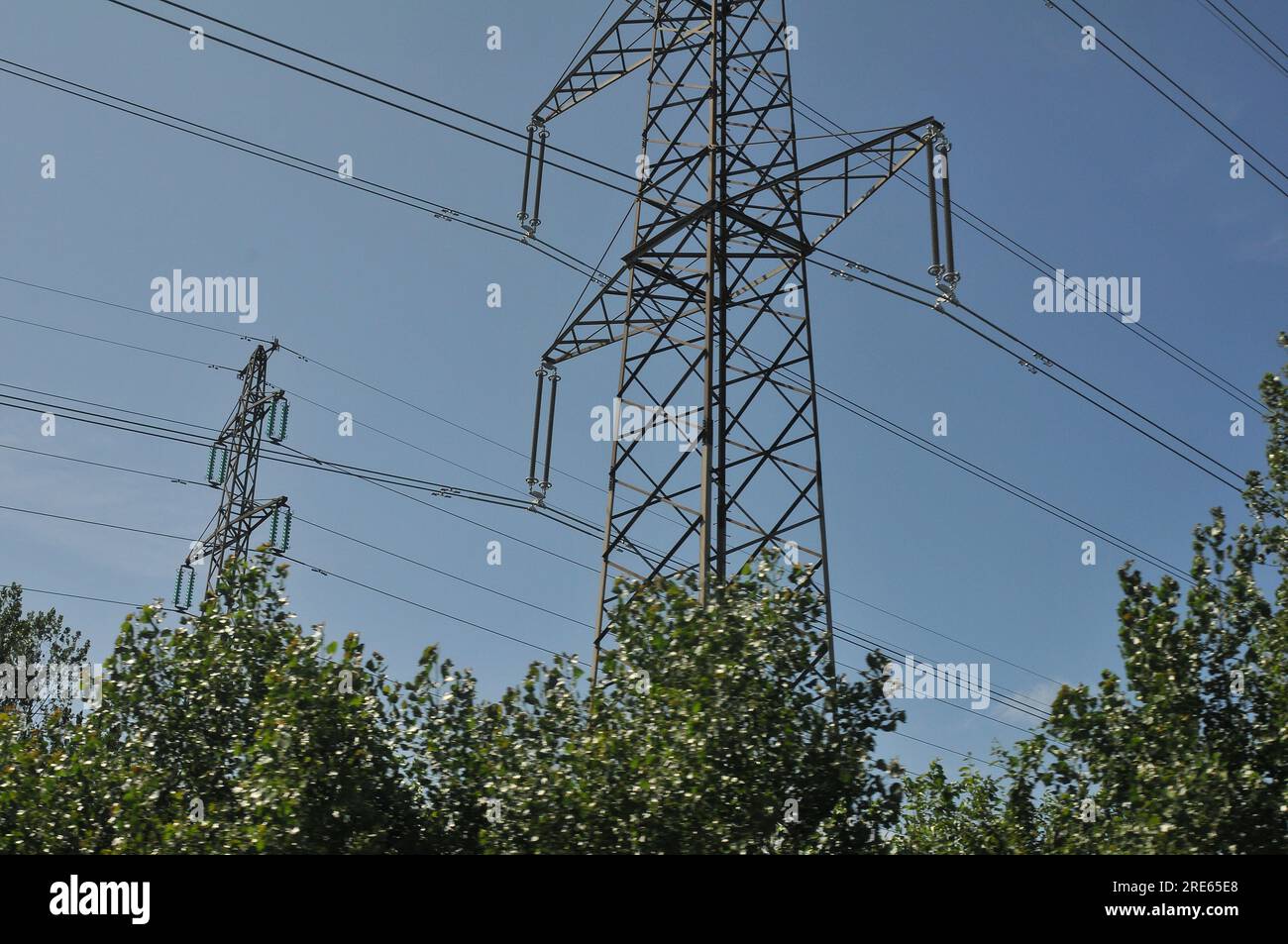 25 July 2023/Elecdtric powers poles in danish country side in Slangerup ...