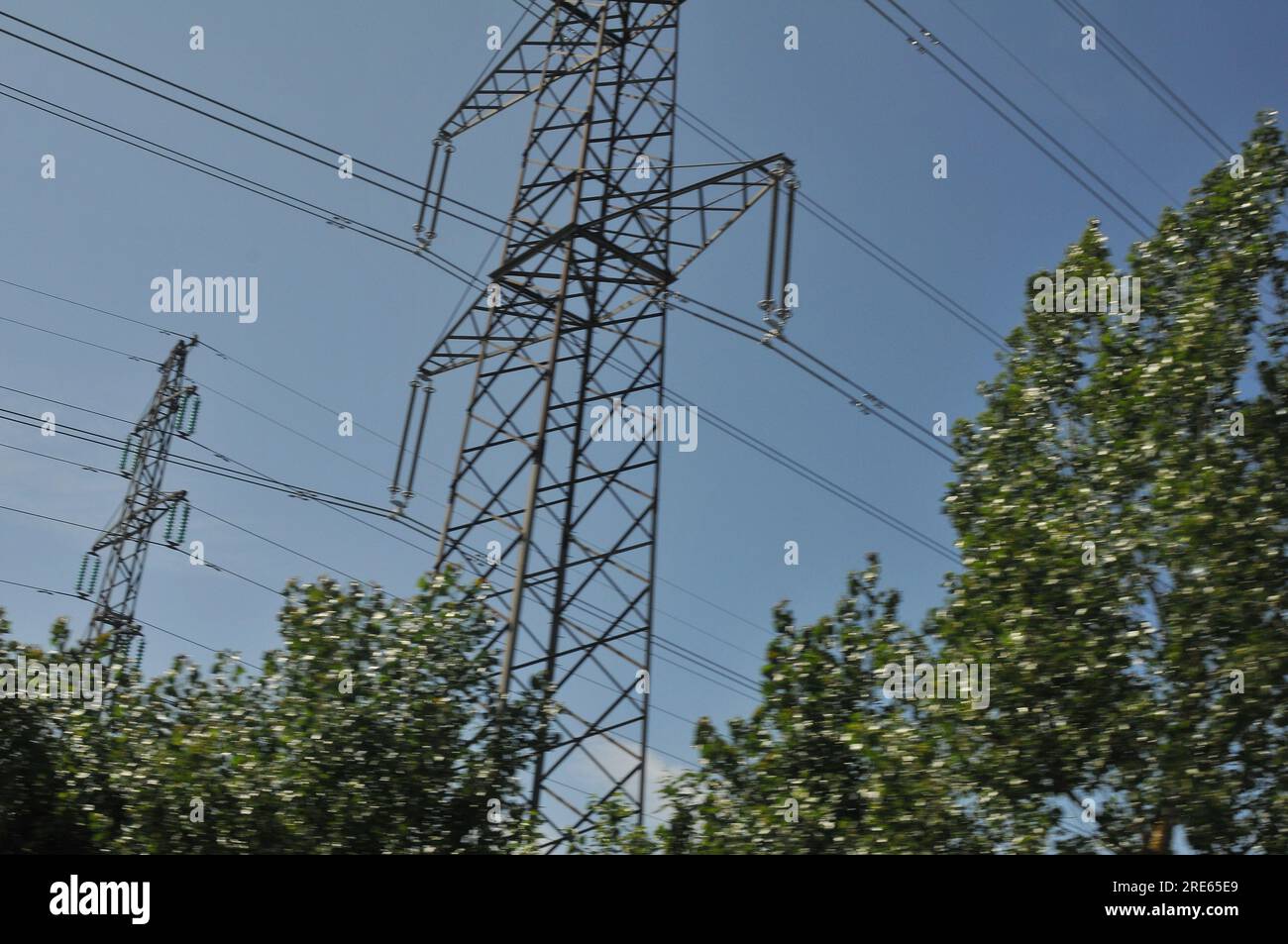 25 July 2023/Elecdtric powers poles in danish country side in Slangerup ...