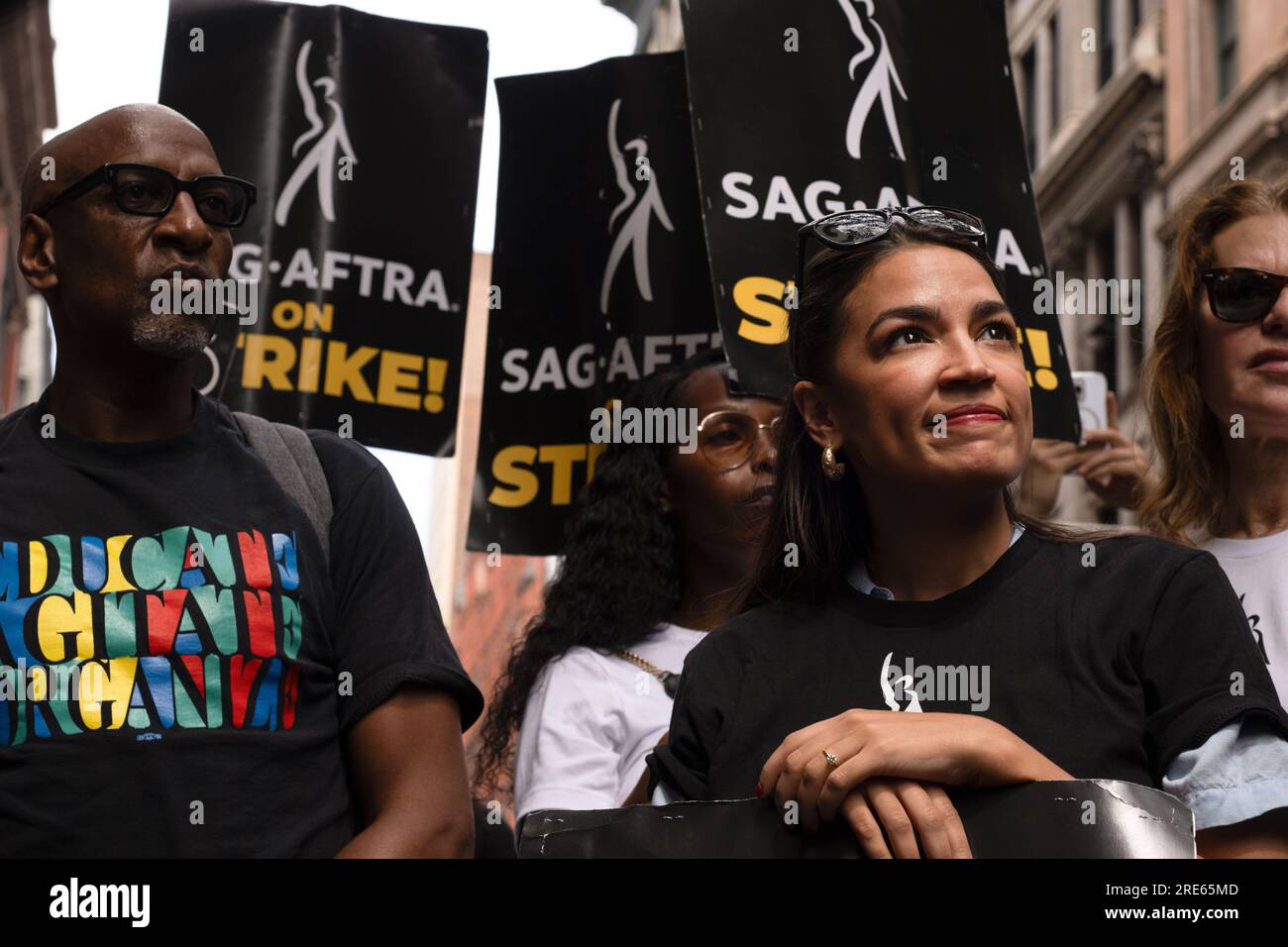 New York, New York, USA. 24th July, 2023. AOC joined the actors and ...