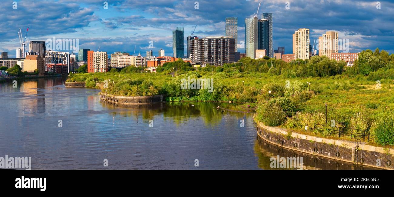 Manchester skyline panorama with cloudy sky Stock Photo - Alamy