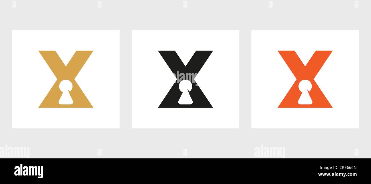 Letter X Key Hold Logo Design. Locked Icon, Security, Protection, Safe ...