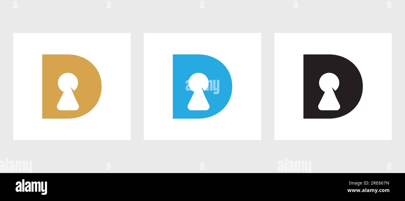 Letter D Key Hold Logo Design. Locked Icon, Security, Protection, Safe ...